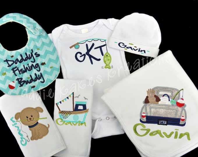 Fishing Baby Gift Set / Fishing Baby Clothes / Personalized Baby ...