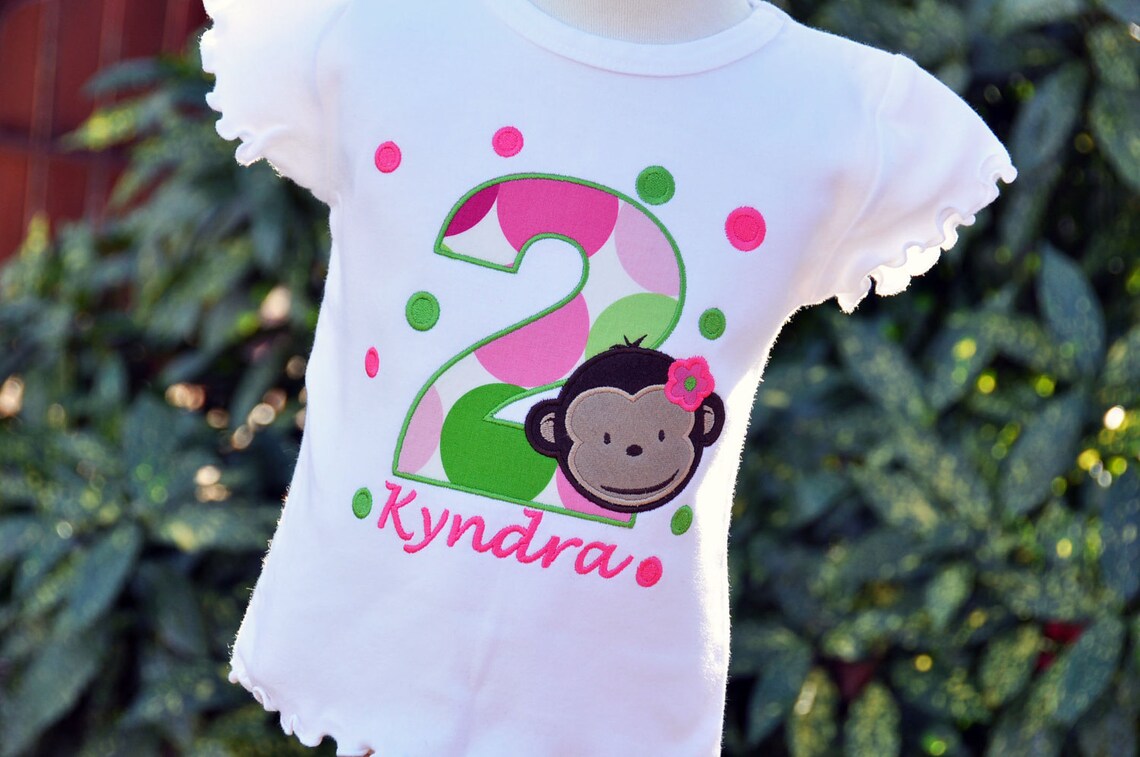 Girls Monkey Birthday Shirt Girls Ruffle Shirt | Etsy