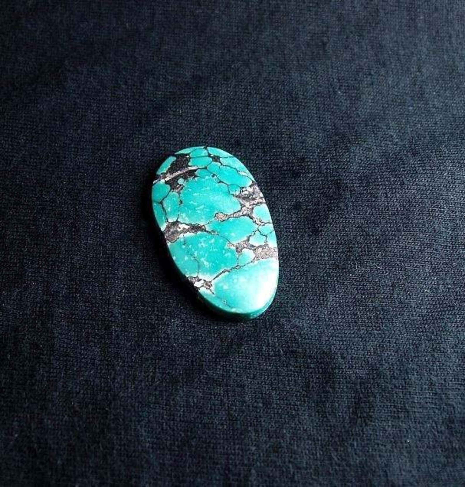 Spider-web Turquoise Hand Cut Large Designer Cabochon Blue-green ...