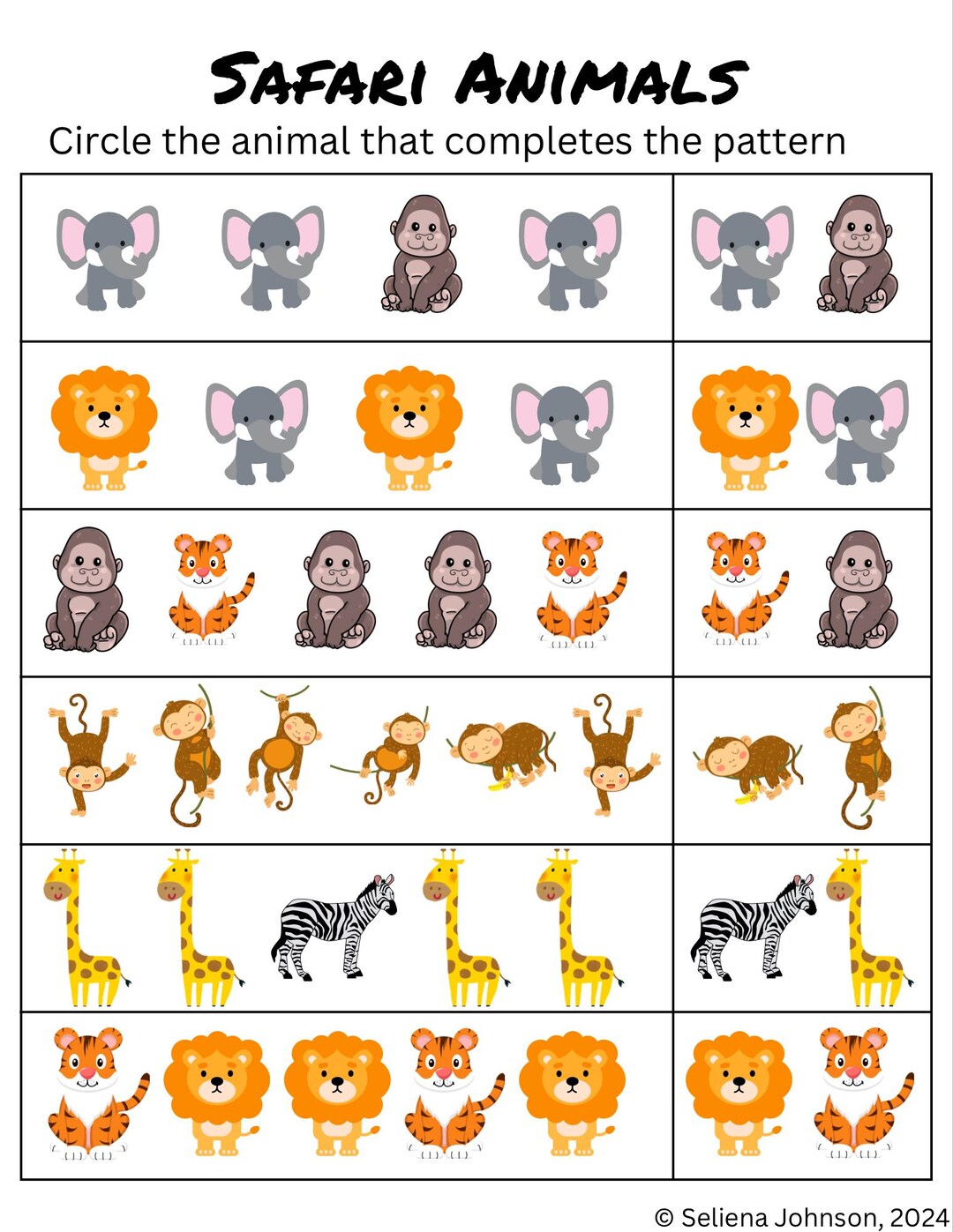 Safari Math Worksheets Printable, Kindergarten Pre-k Animal Counting ...