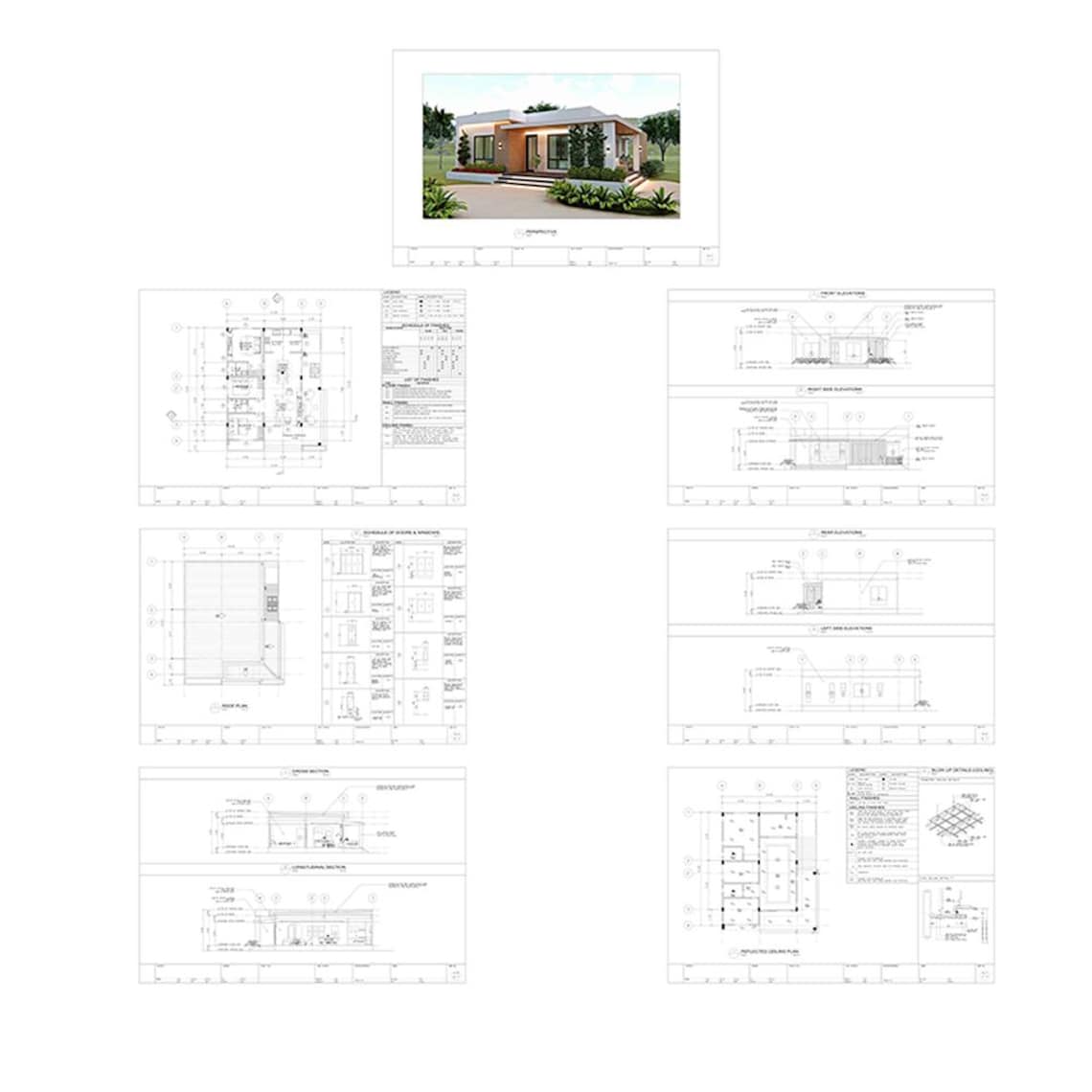Architectural Drawings - 3 Bedroom House Plan: 8x12 Meters, Modern Home ...
