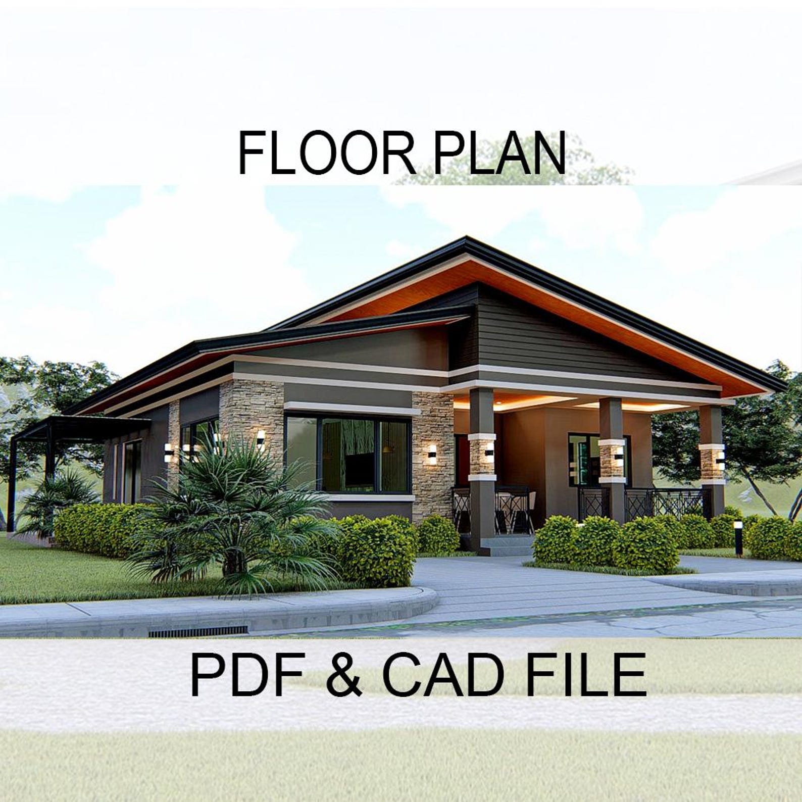 4 Bedroom House Plan: 10x10 Meters, Modern Home Design (PDF & CAD) - Etsy