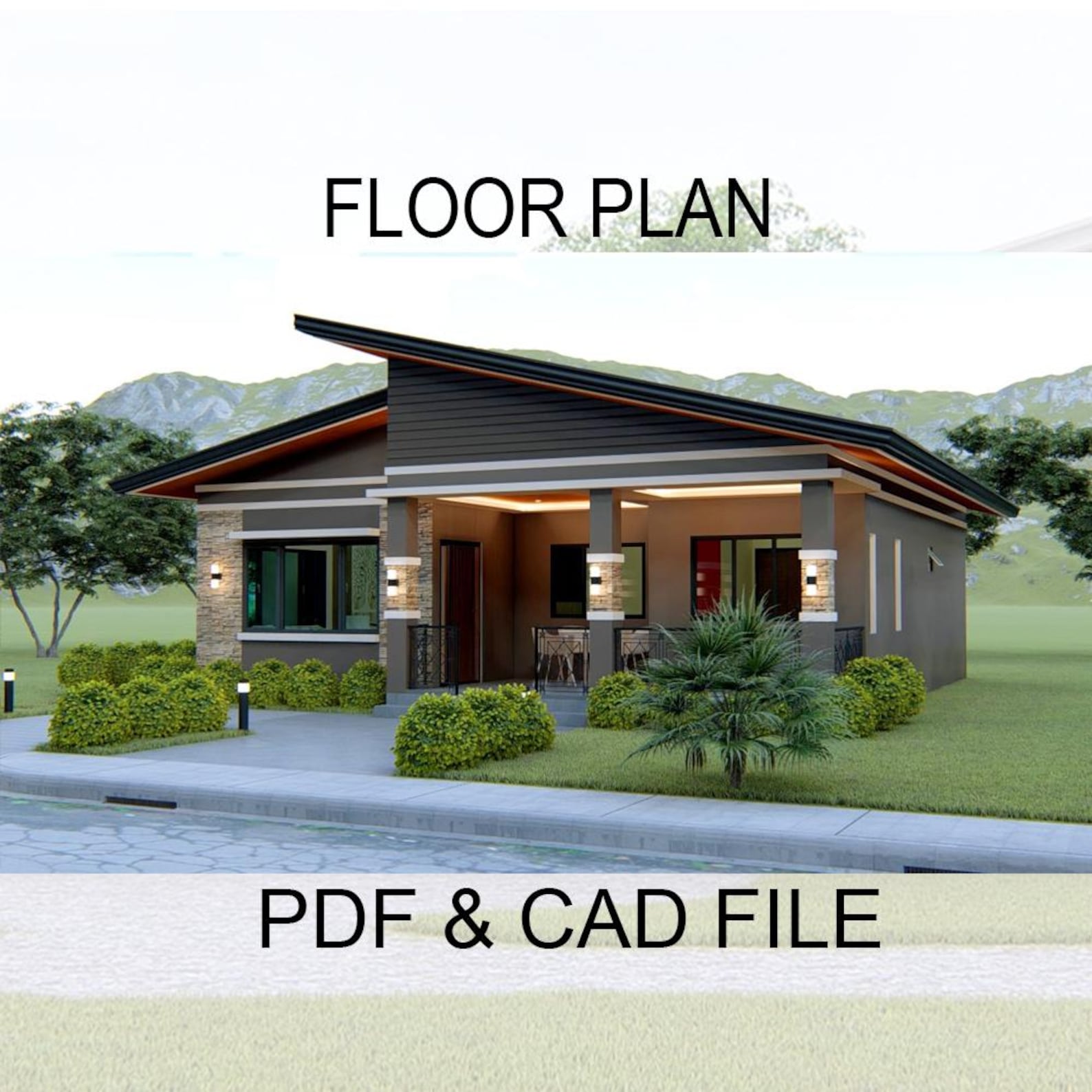 Floor Plan Only | 4 Bedroom House Plan: 10x10 Meters, Modern Home ...