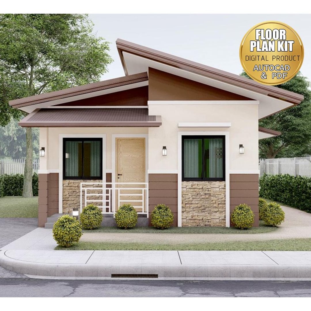 2 Bedroom House Plan | 6x7 Meters, Floor Plan and Perspective (PDF ...
