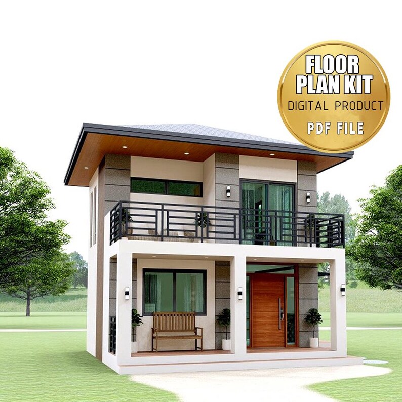 2 Bedroom House Plan: 6x5 Meters, Modern Home Design (PDF File) - Etsy