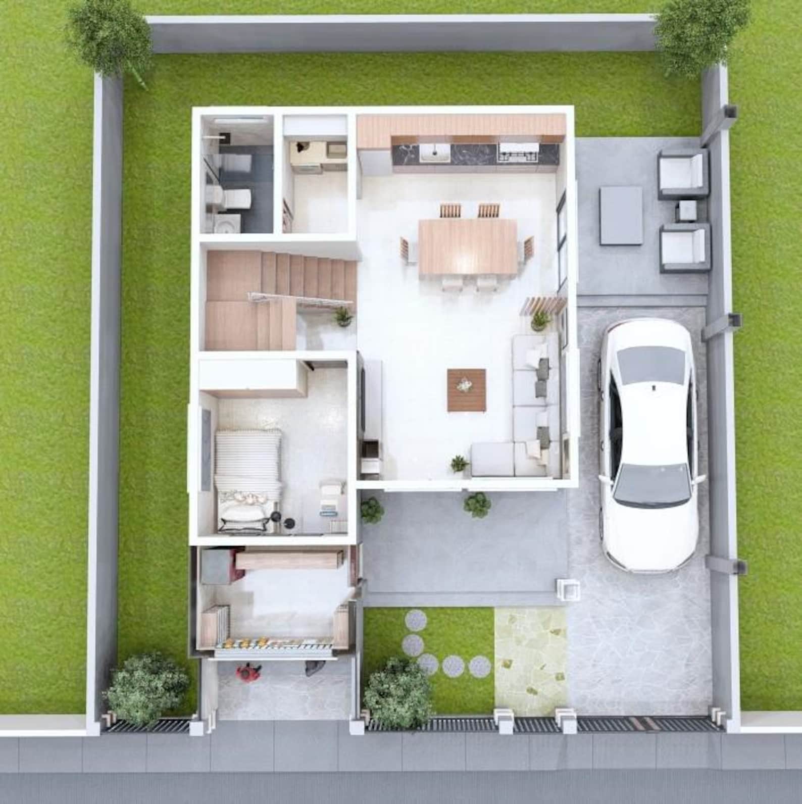 4 Bedroom House Plan: 7x10 Meters, Modern Home Design (PDF & CAD ...