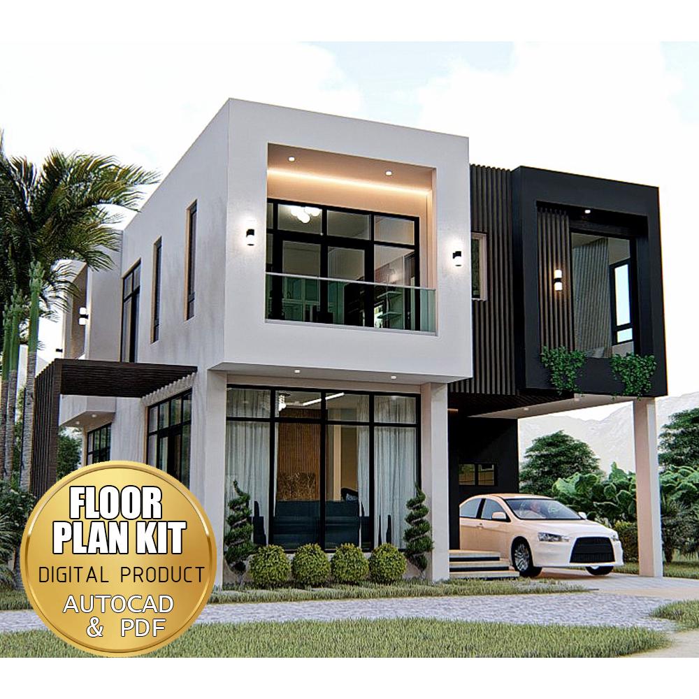 2 Storey Modern House With 3 Bedroom , Ground Floor Plan, Second Floor ...