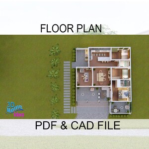 House Design ( Floor Plan ) PDF and CAD File , 11 X 13.5 Meters With 3 ...