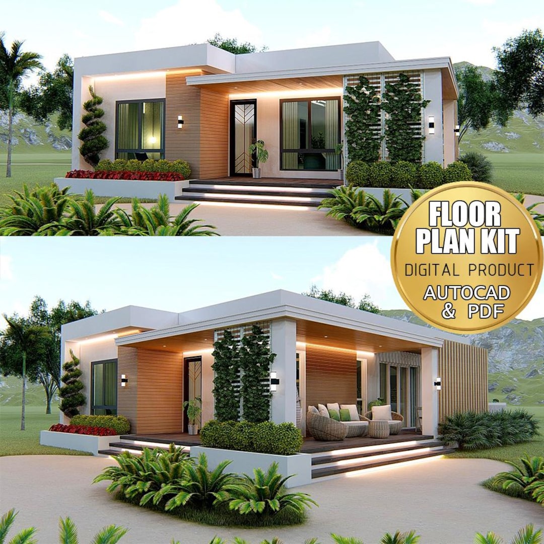 Architectural Drawings - 3 Bedroom House Plan: 8x12 Meters, Modern Home ...