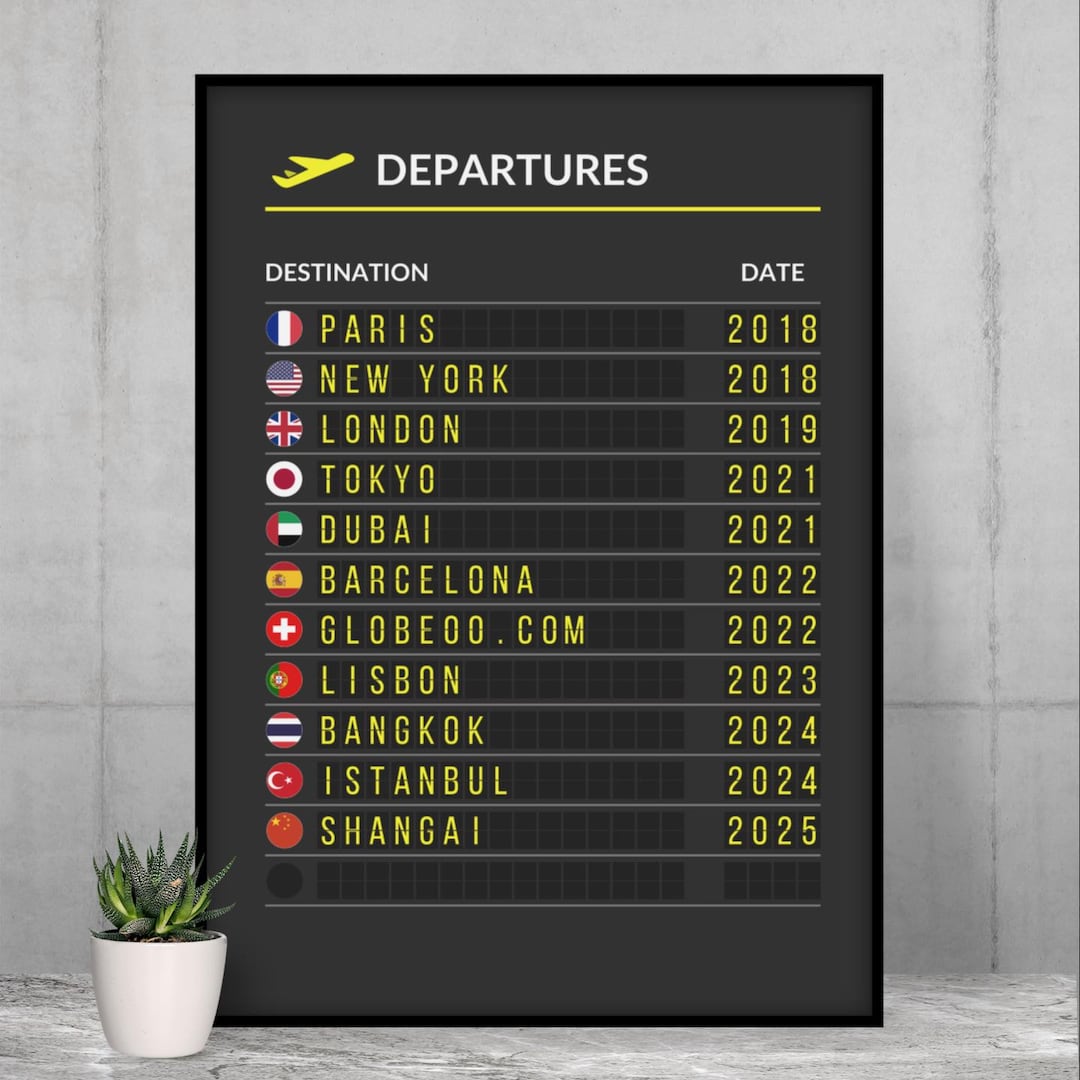Customizable Airport Departure Board Travel Poster Digital Version PNG ...