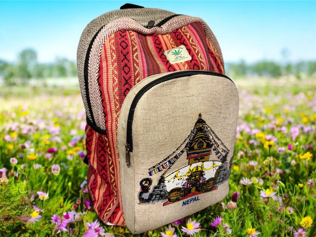 Handmade Printed Hemp Backpack: Eco-friendly Nepal Travel Bag - Etsy