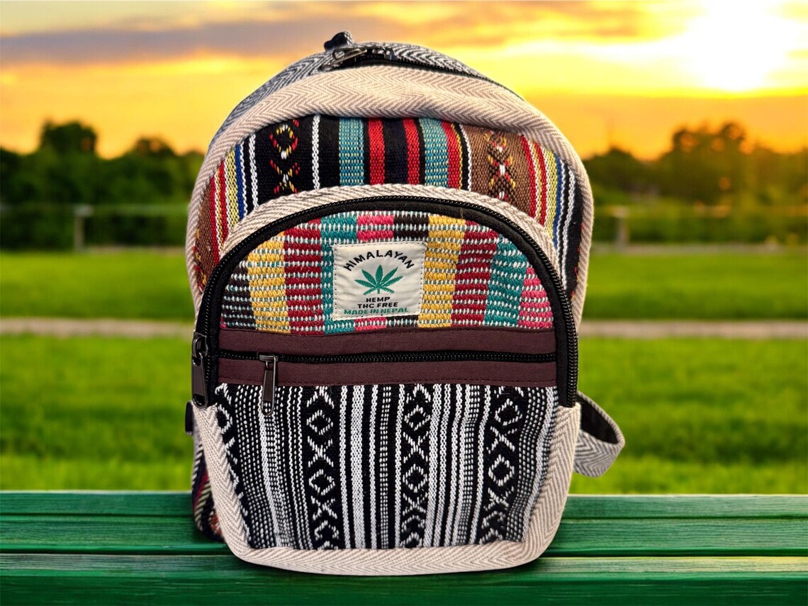 Handmade Hemp Mini Backpack: Small Eco-friendly Boho Travel, School ...