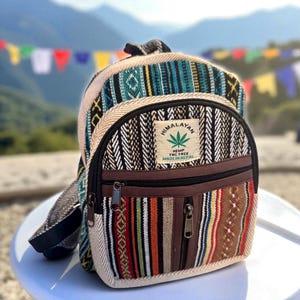 Handmade Hemp Mini Backpack: Small Eco-friendly Boho Travel, School ...