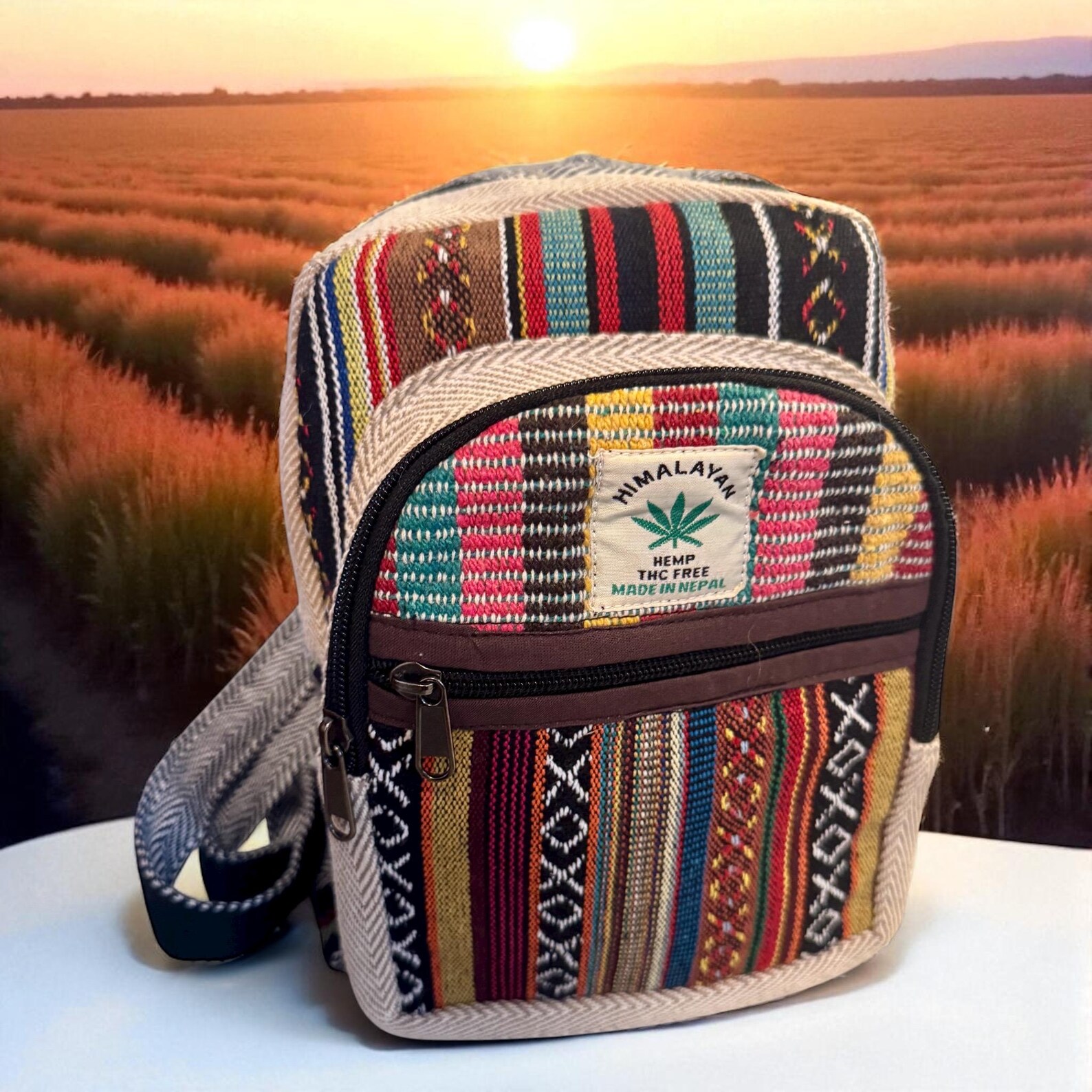 Handmade Hemp Mini Backpack: Small Eco-friendly Boho Travel, School ...