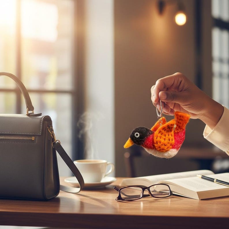 Handmade Felt Bird Keychain Backpack Charm - Etsy