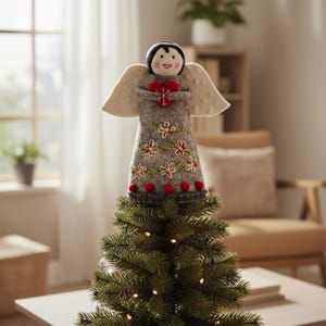 Handmade Felt Angel Christmas Tree Topper: Embroidered Holiday Decor - Etsy