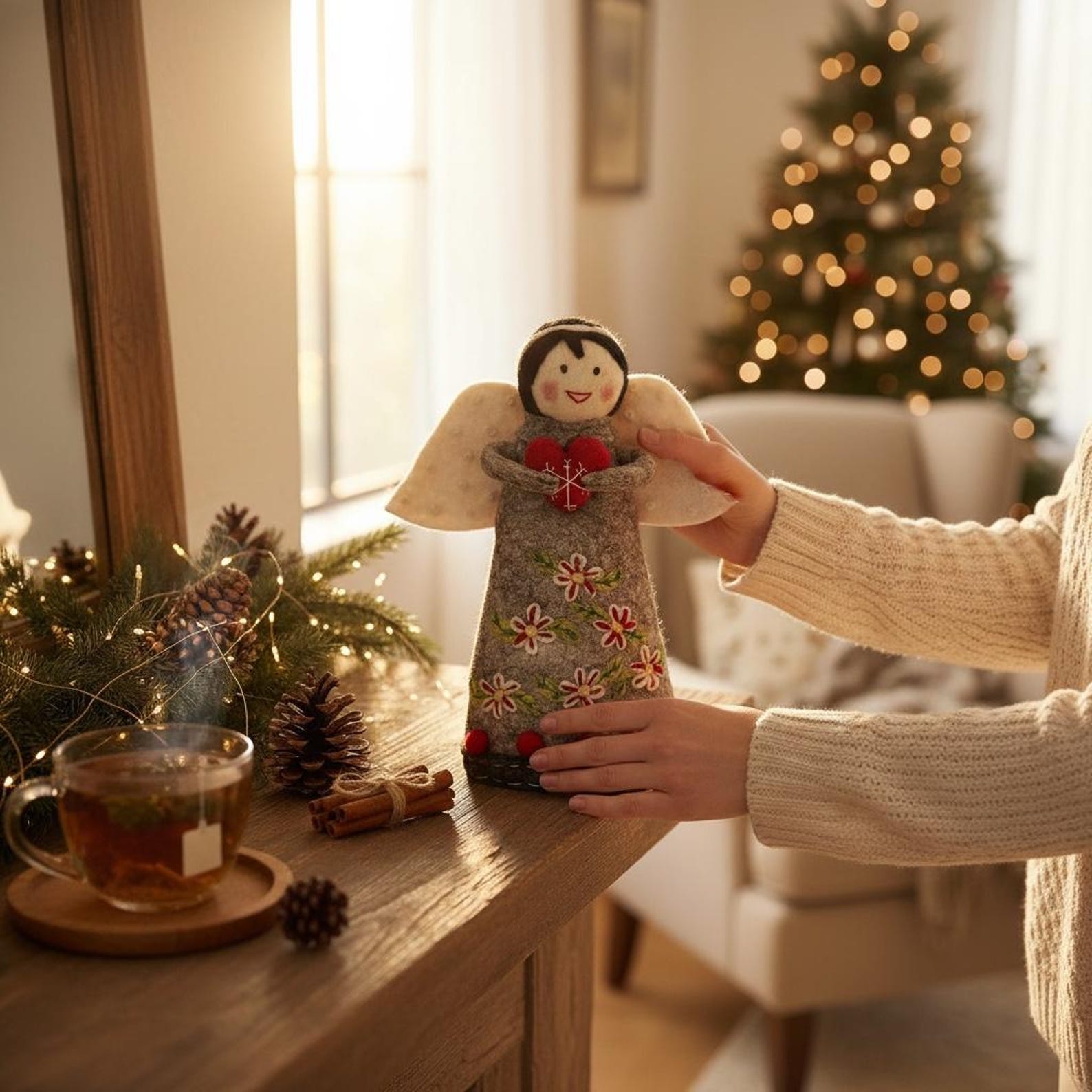 Handmade Felt Angel Christmas Tree Topper: Embroidered Holiday Decor - Etsy