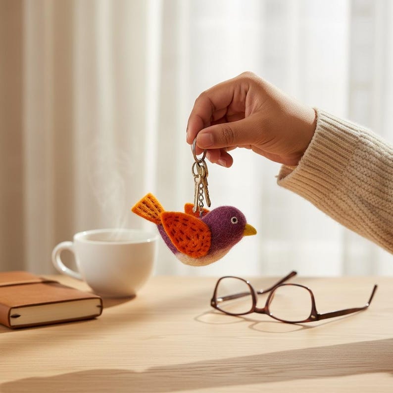 Handmade Felt Bird Keychain Backpack Charm - Etsy