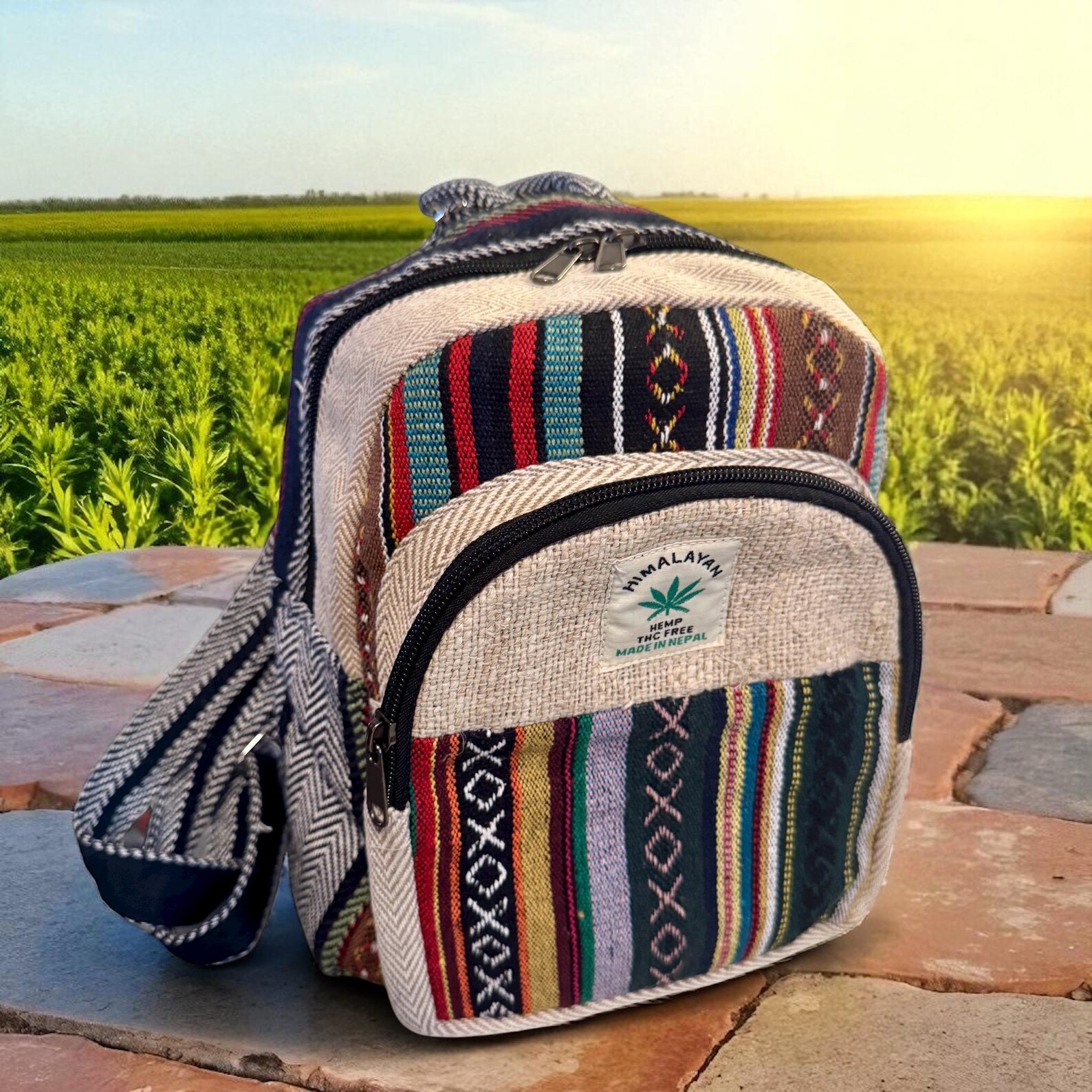 Handmade Hemp Mini Backpack: Small Eco-friendly Boho Travel, School ...
