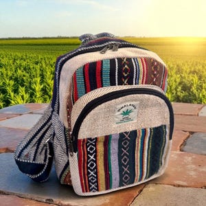 Handmade Hemp Mini Backpack: Small Eco-friendly Boho Travel, School ...