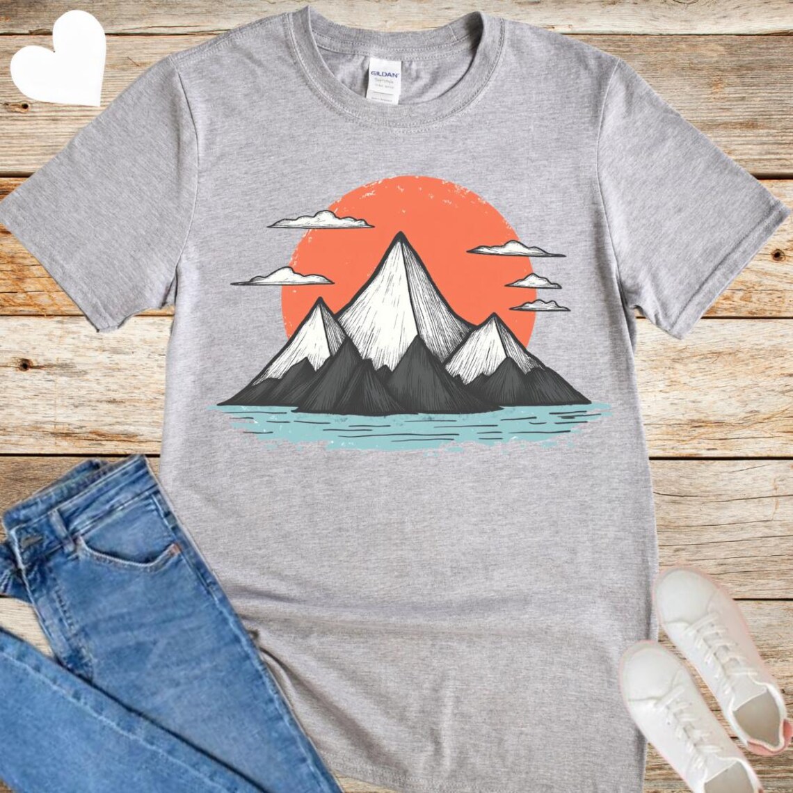 Sunset Mountains Graphic Tee, Nature Lover Tshirt, Mountain Sunset ...