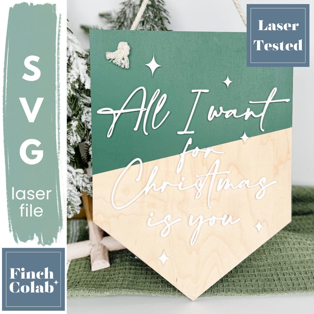 Modern Christmas Sign SVG Files (all I Want for Christmas) Digital ...