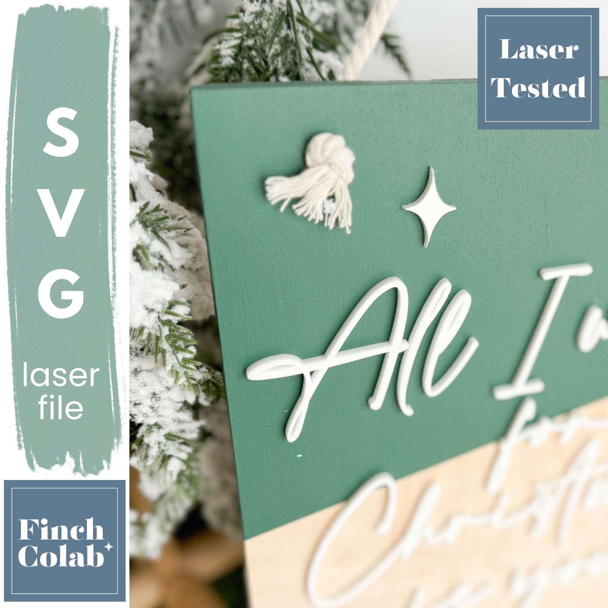 Modern Christmas Sign SVG Files (all I Want for Christmas) Digital ...