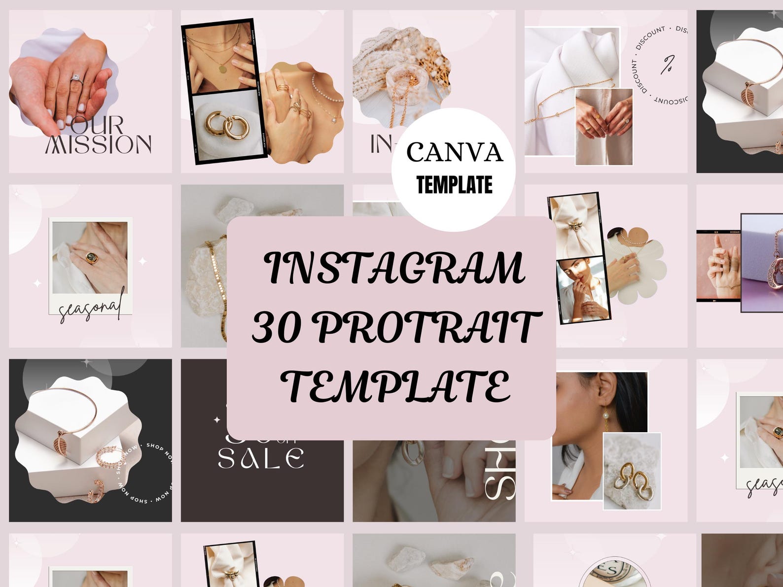 Pink Glitter Instagram Template Design, Canva Templates, Social Media ...