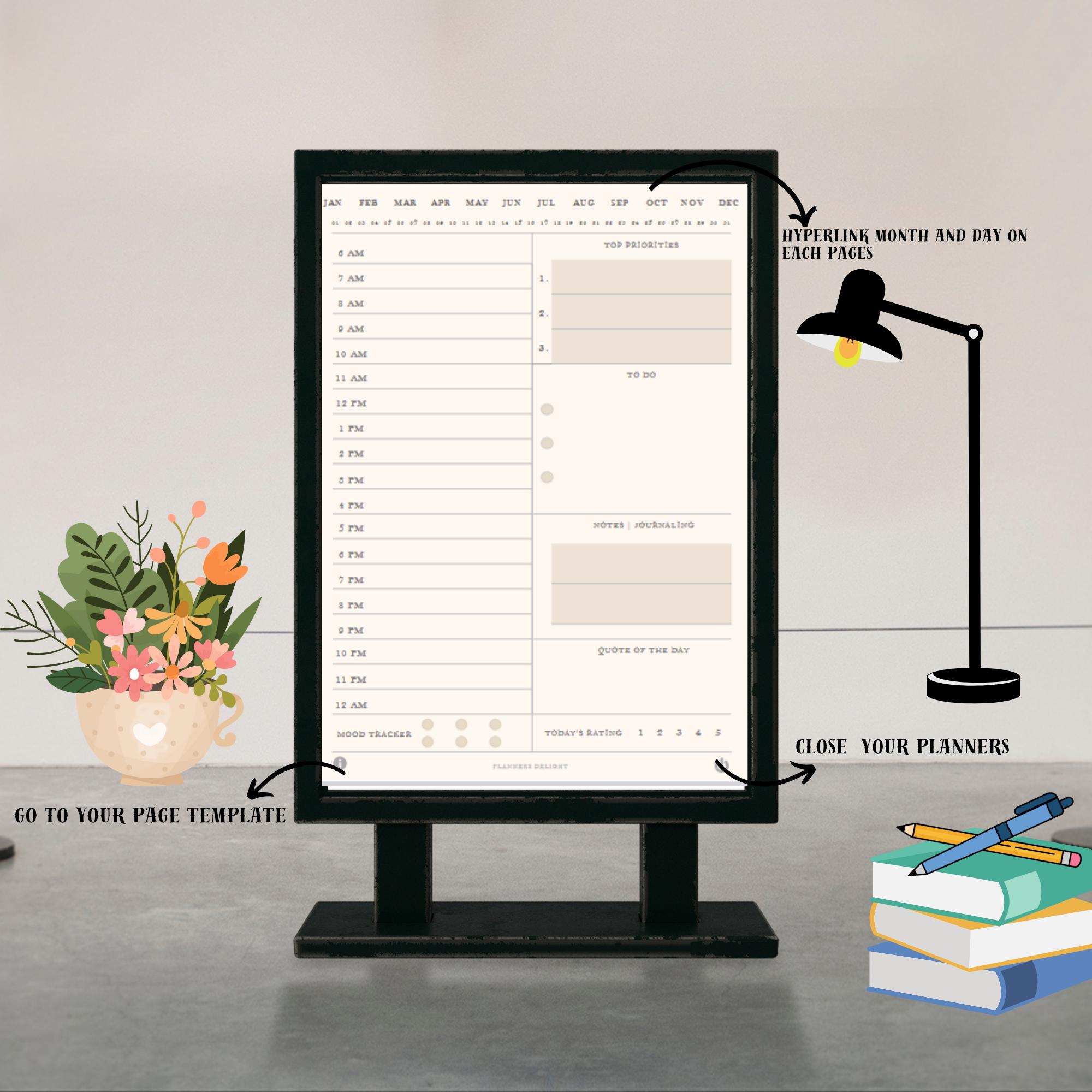 Minimalist Digital Daily Planner, Goodnotes Template, Productivity ...