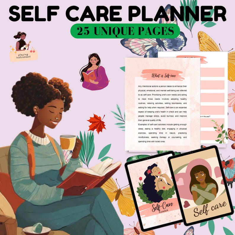 Self-care Planner Canva Template, Mental Health Journal, Daily Wellness ...
