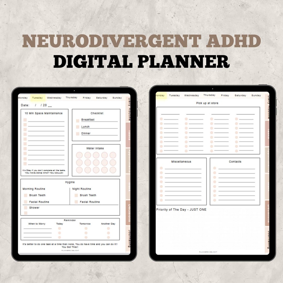 ADHD Digital Planner With Goodnotes Template, Daily & Weekly Planner ...