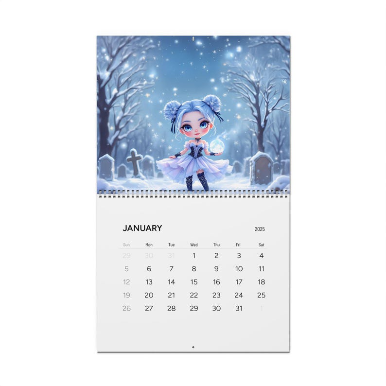 2026 Gothic Chibi Calendar - Kawaii Dark Fantasy Art With Winter ...