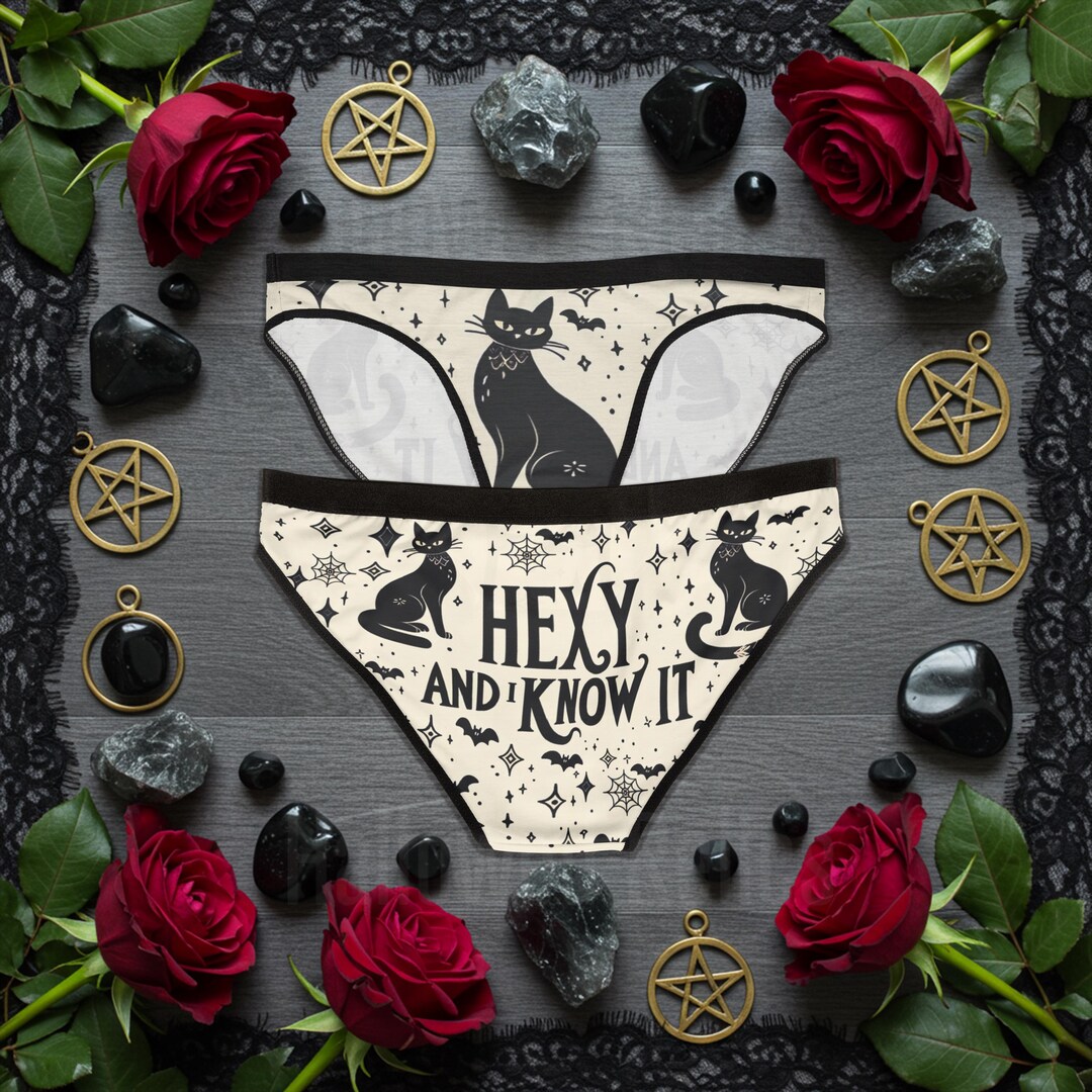 Witchy Black Cat Gothic Underwear Magical Halloween Lingerie ...