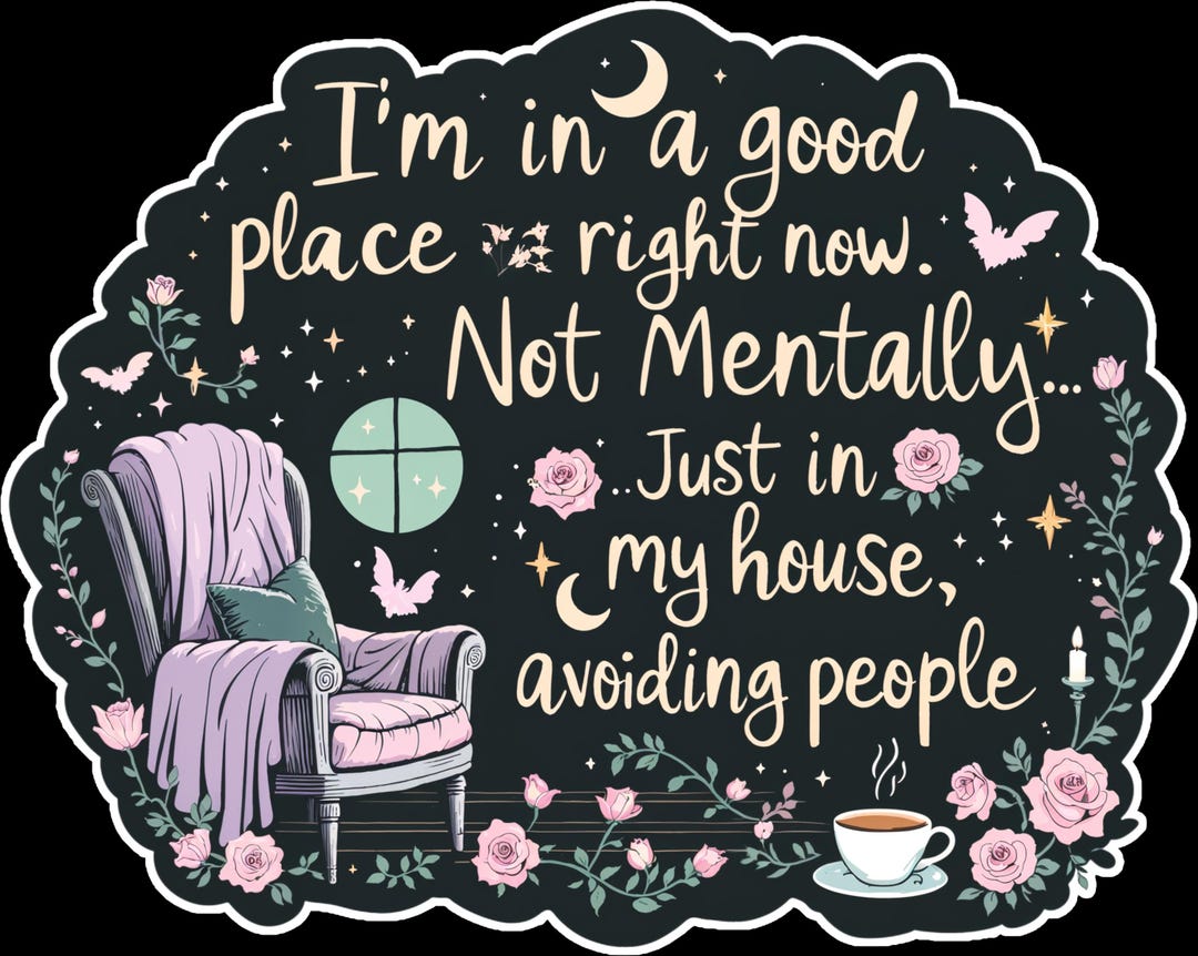 Introvert Home Comfort Vinyl Matte Sticker - Gothic Cottage Core Moon ...