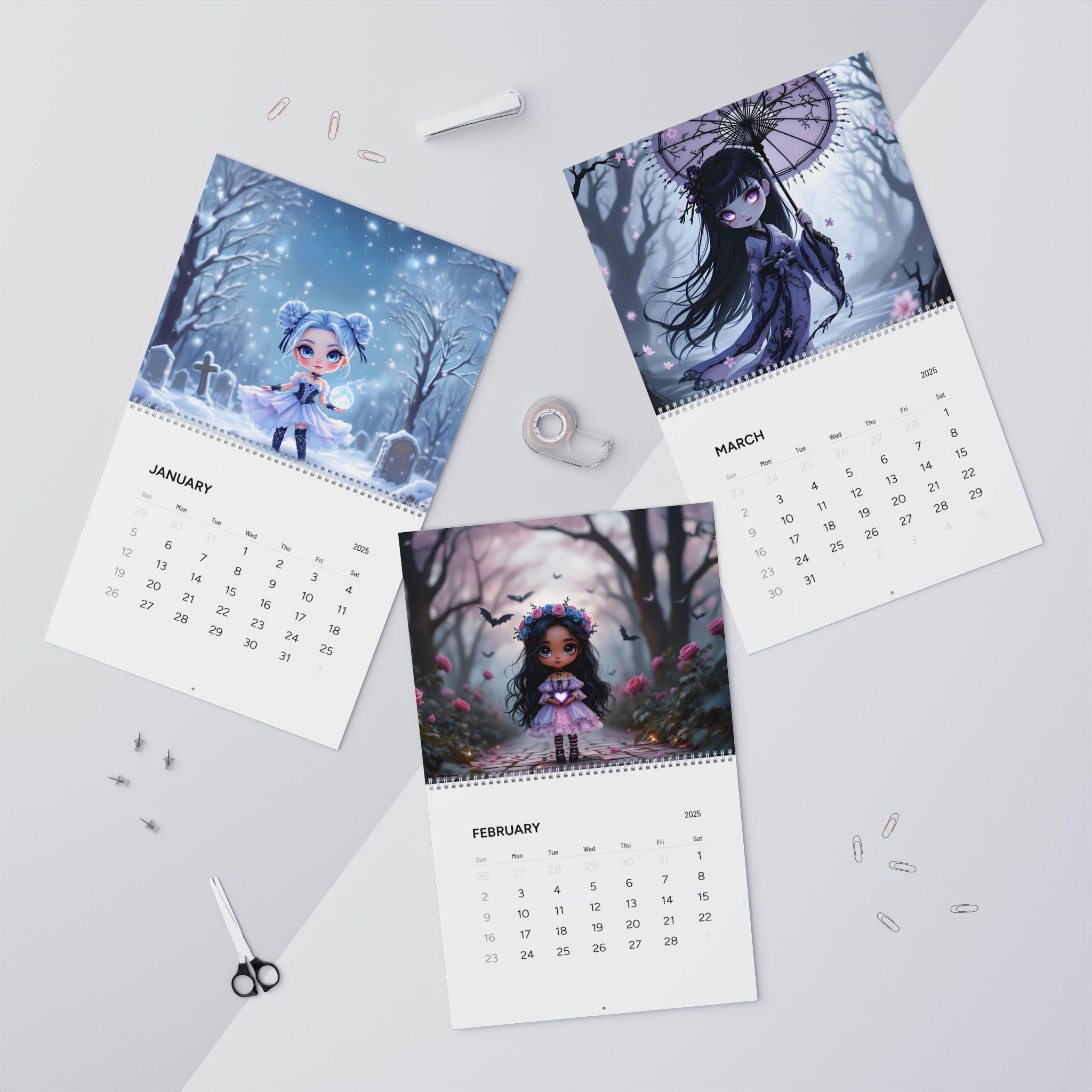 2025 Gothic Chibi Calendar - Kawaii Dark Fantasy Art With Winter ...