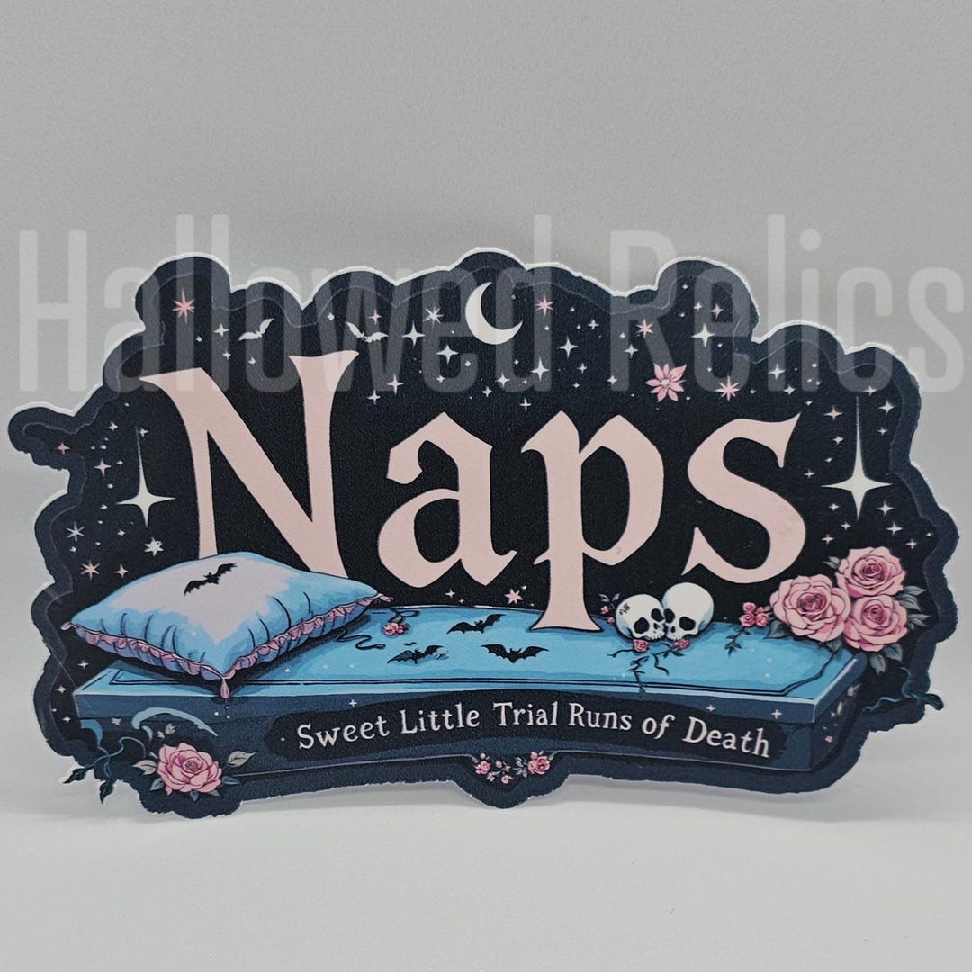 Naps Sweet Death Gothic Sticker - Spooky Moon Bat Skull Rose Decal ...