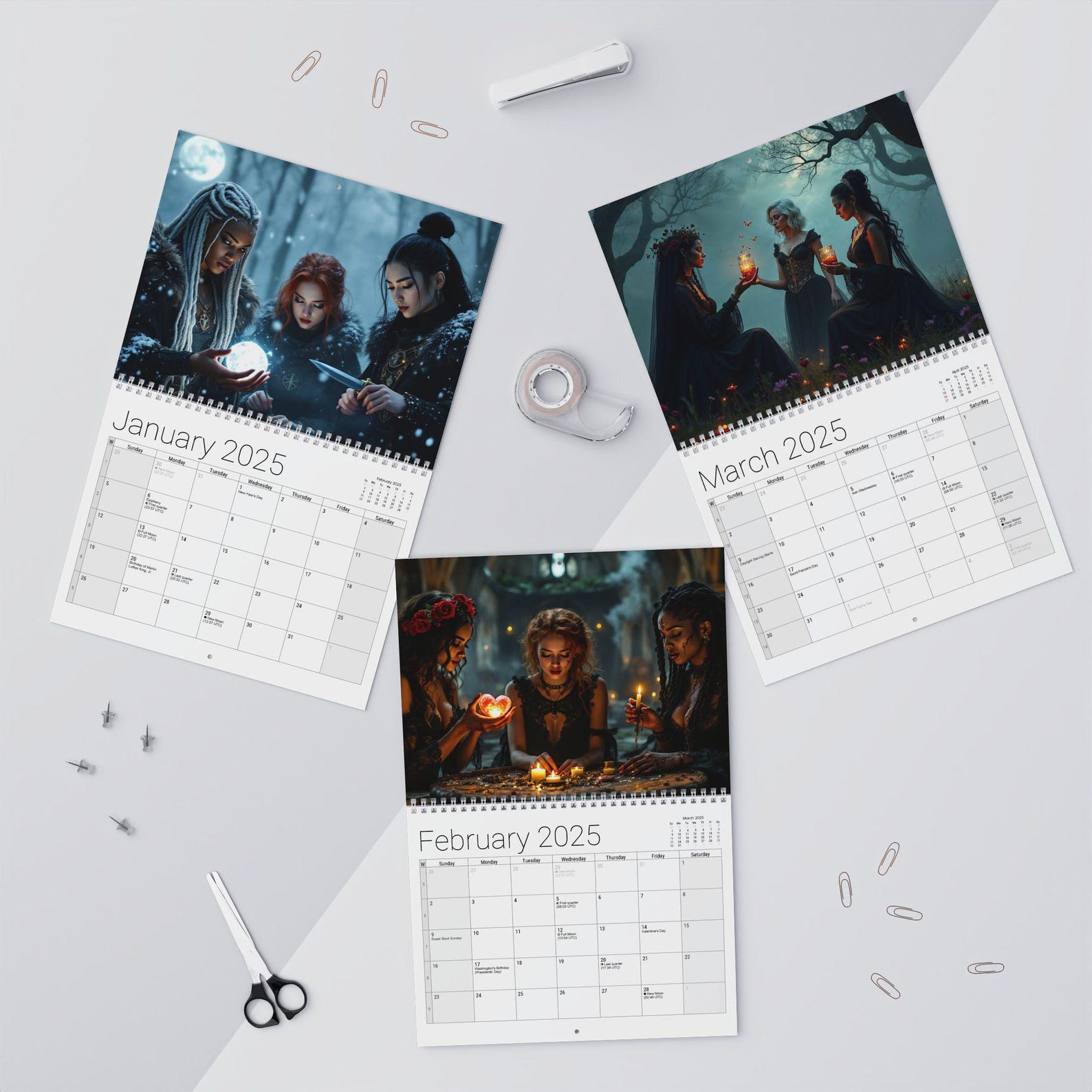 2026 Gothic Witch Monthly Calendar | Dark Fantasy Grimoire Planner ...