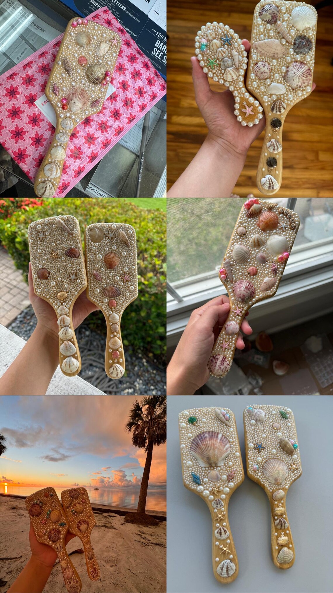 Bamboo Mermaid Beach Themed Seashell Hairbrush - Etsy