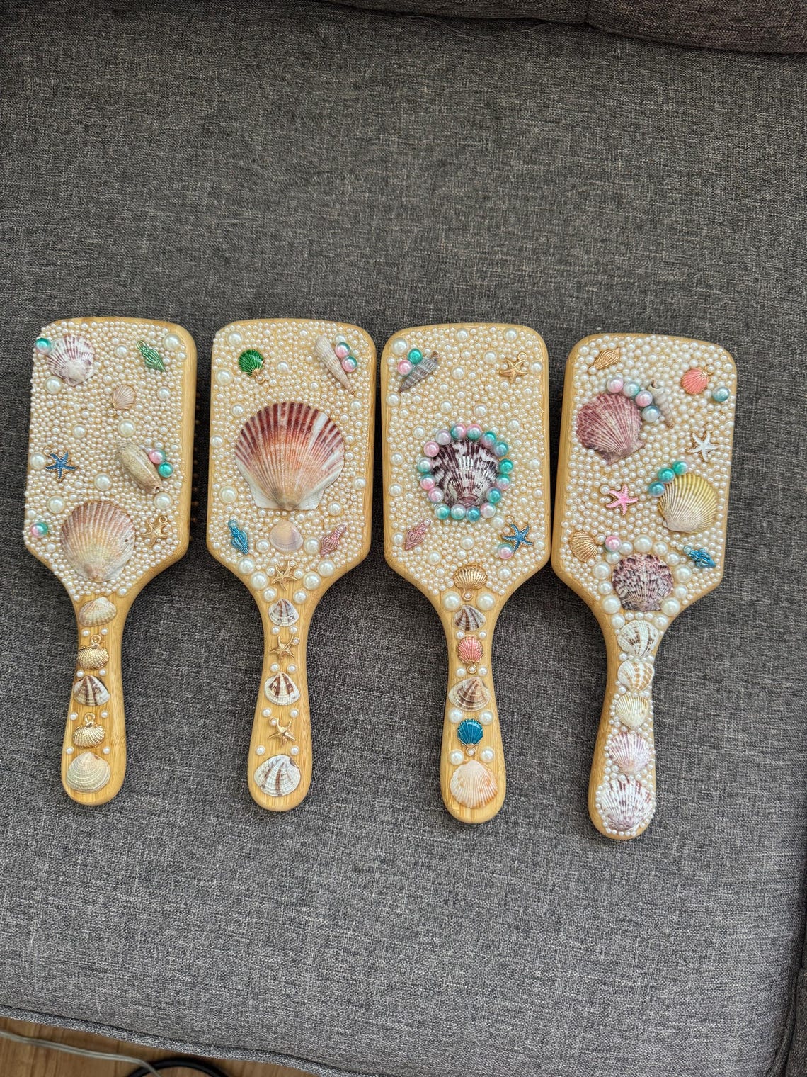 Bamboo Mermaid Beach Themed Seashell Hairbrush - Etsy