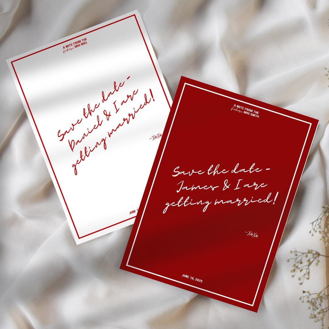 2x Save the Date Note Customisable Canva Templates Rich Red Italian ...