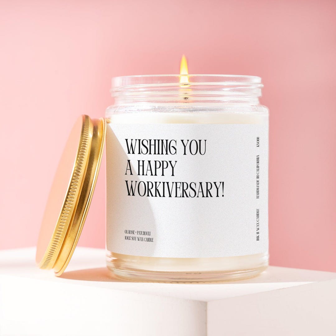 Work Anniversary Gift Box Employee Happy Workiversary Candle Custom ...