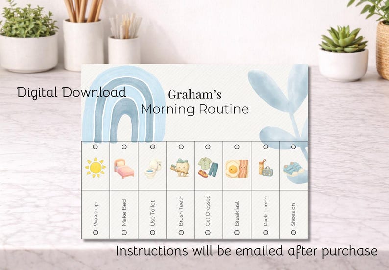 Boys Kids Morning Routine Chart | Montessori Visual Schedule for Kids ...