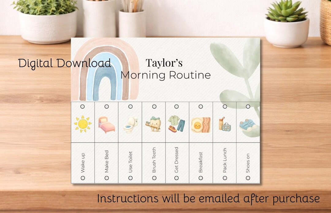 Montessori Kids Morning Routine Chart | Neutral Visual Schedule ...