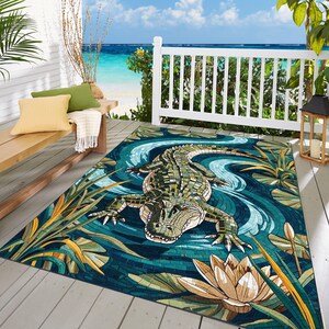 Crocodile Rug, Alligator Rug, Mosaic Rug, Hawaii Themed, Waterproof Rug ...