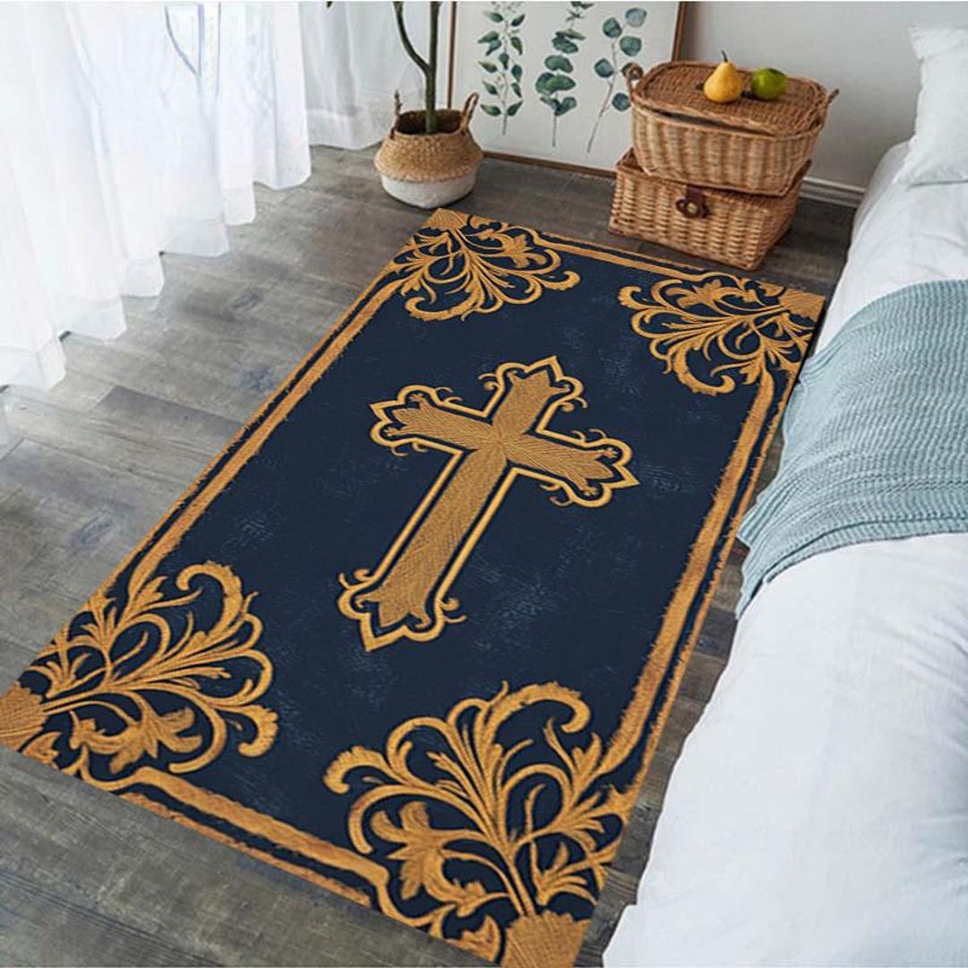 Christian Prayer Rug: Cross Symbol, Non-slip Digital Print Praying Mat ...
