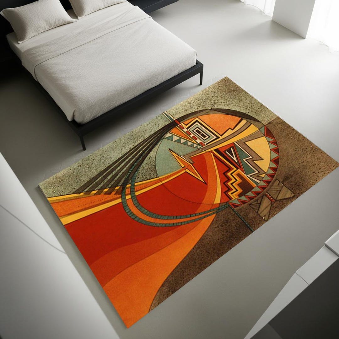 Southwestern Abstract Area Rug: Native American Inspired Tribal Decor ...