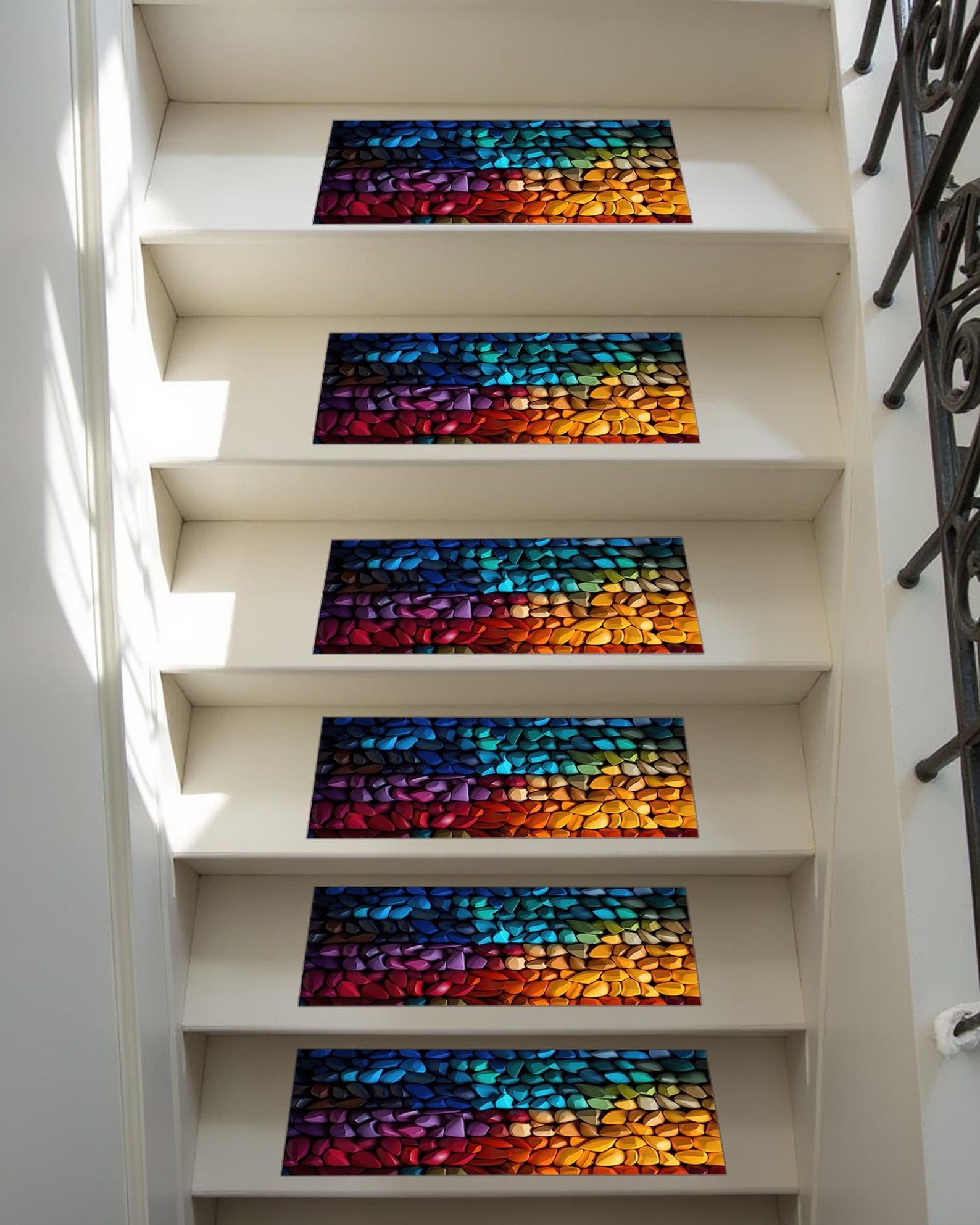 Rainbow Pebble Stair Rug Set: Non-slip Stair Treads - Etsy