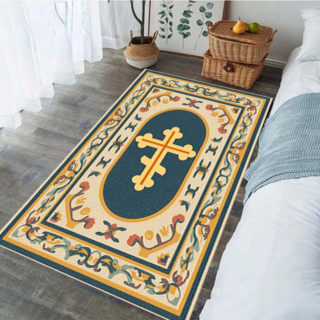 Orthodox Christian Prayer Mat, Byzantine Style Religious Rug, Digitally ...