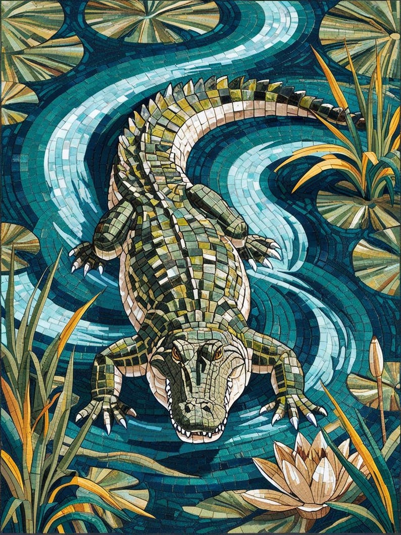 Crocodile Rug, Alligator Rug, Mosaic Rug, Hawaii Themed, Waterproof Rug ...
