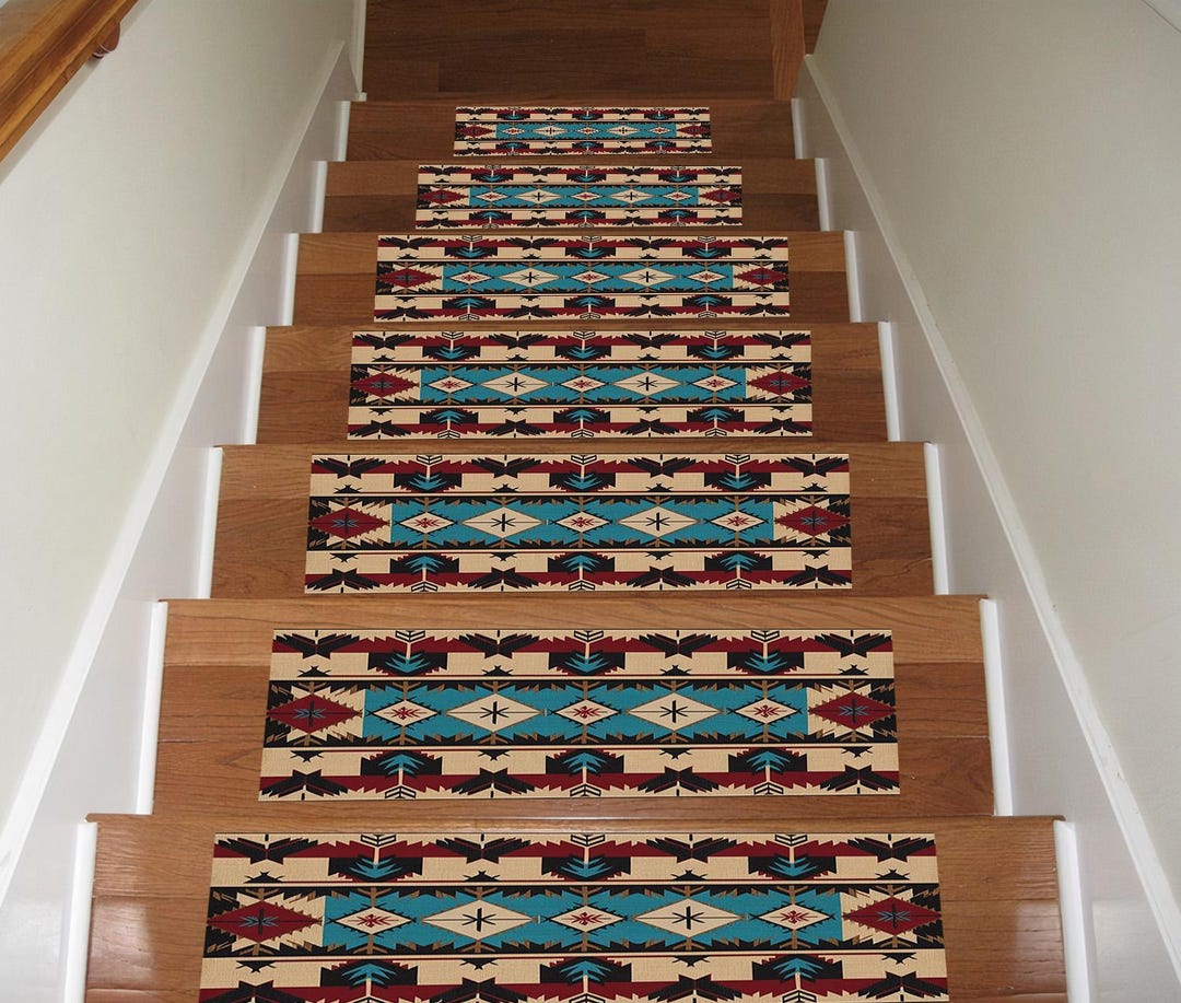 Native American Patterned Rug, Stair Rug, Stair Tread, Ethnic Patterns ...
